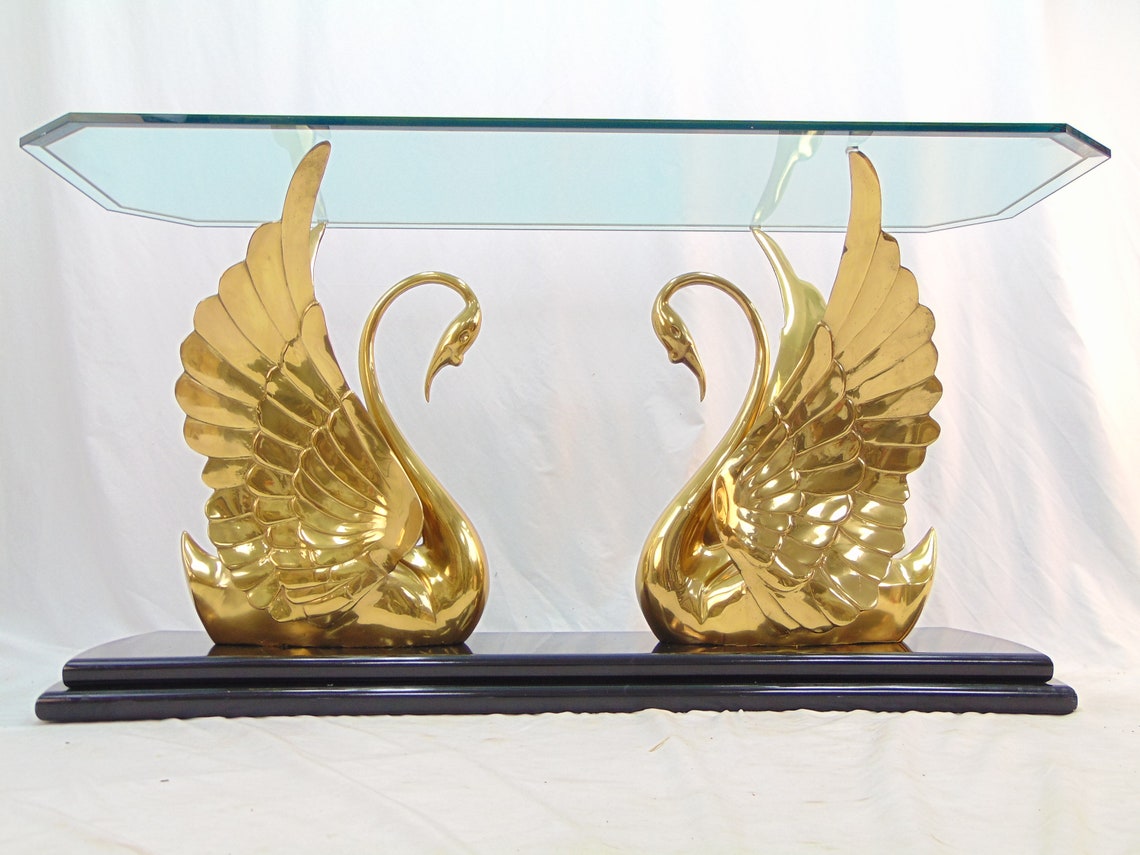 Glorious Vintage Brass Swan Entry Table Sofa Table | Etsy