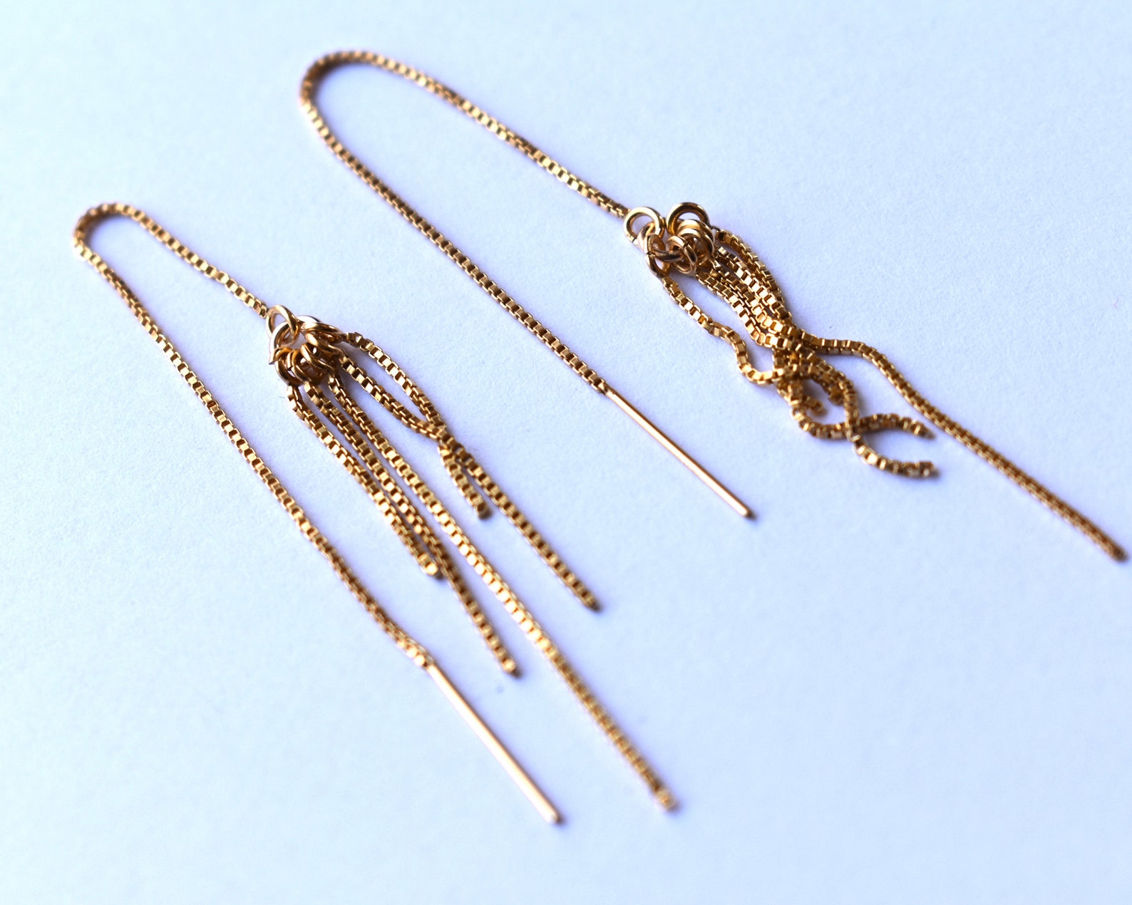 Tassel Threader Earrings Sterling Silver Fringe Ear Thread - Etsy