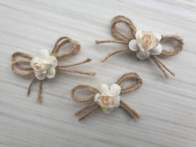 15/20/30/40/50 Jute Twine Mini Bows Applique Embellishments - Etsy