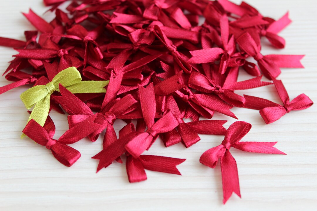 Cherry Red Mini Ribbon Bows Pre-made Satin Bows Wedding Decoration ...