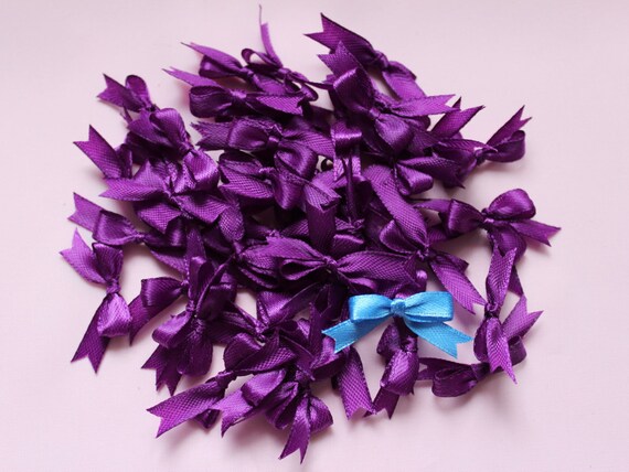 50/100 Purple Mini Satin Ribbon Bows Applique Embellishments | Etsy