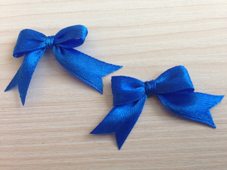 50/100 Royal Blue Mini 9mm Satin Ribbon Bows Applique Embellishments ...