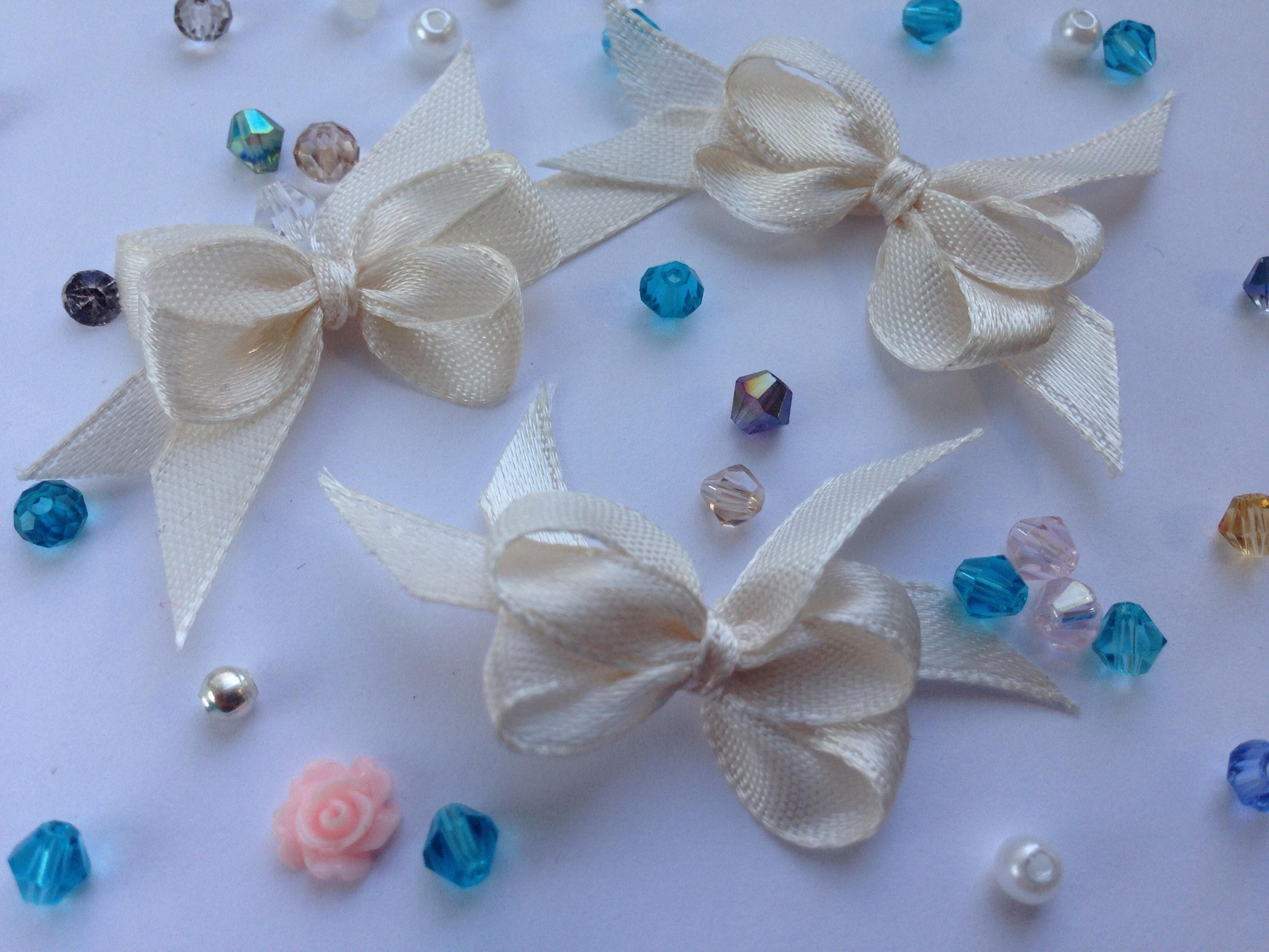 50/100 Ivory Mini Satin Ribbon Bows Applique Embellishments - Etsy