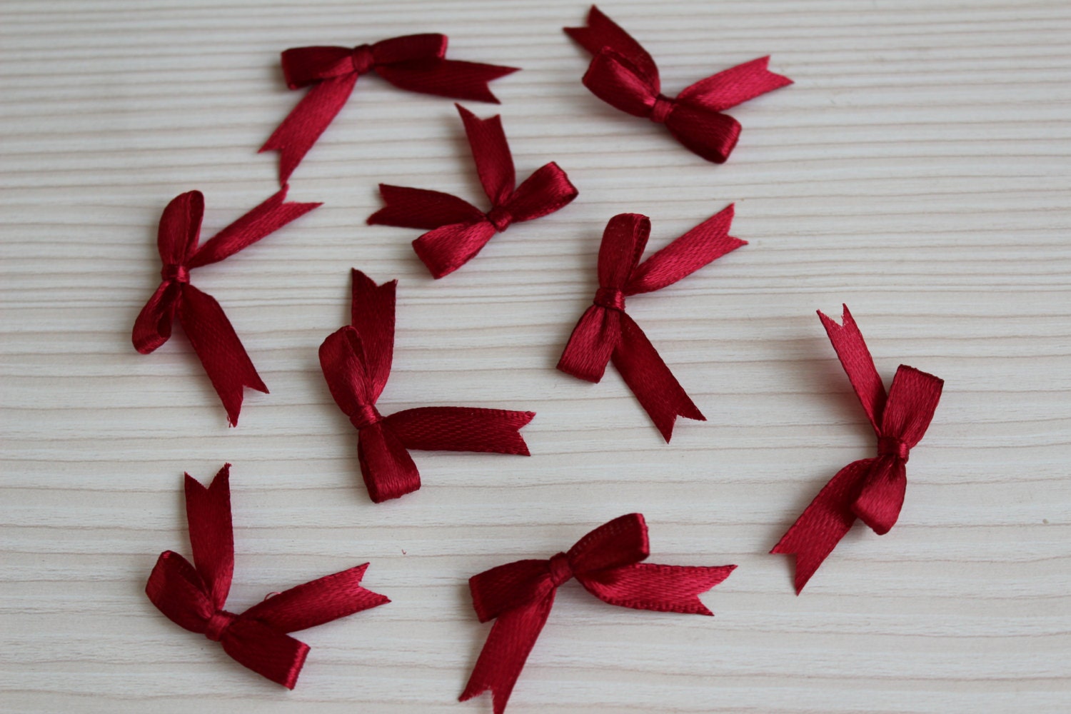 Cherry Red Mini Ribbon Bows Pre-made Satin Bows Wedding | Etsy