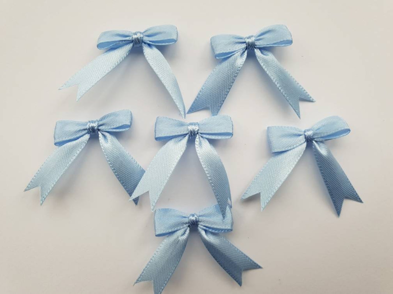 Baby Blue Mini Satin Ribbon Bows Applique Embellishments - Etsy