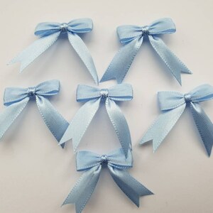 Baby Blue Mini Satin Ribbon Bows Applique Embellishments Wedding ...