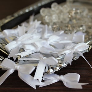 50/100 White Mini Satin Ribbon Bows Applique Embellishments Wedding ...