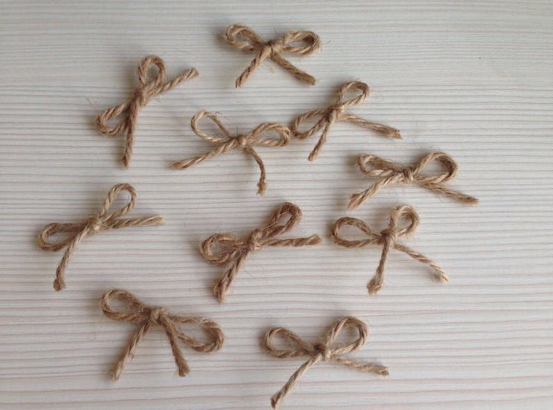 50/100/150 Jute Twine Mini Bows Applique Embellishments Wedding ...