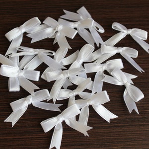 50/100 White Mini Satin Ribbon Bows Applique Embellishments Wedding ...