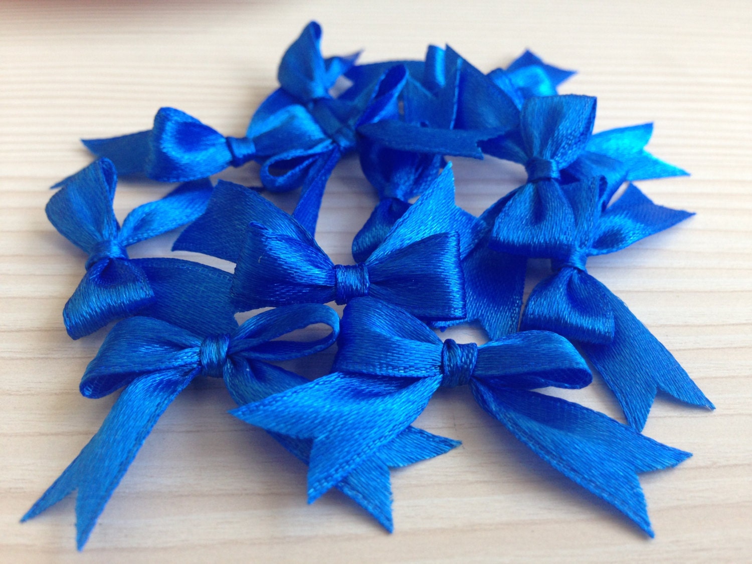 50/100 Royal Blue Mini 9mm Satin Ribbon Bows Applique Embellishments ...
