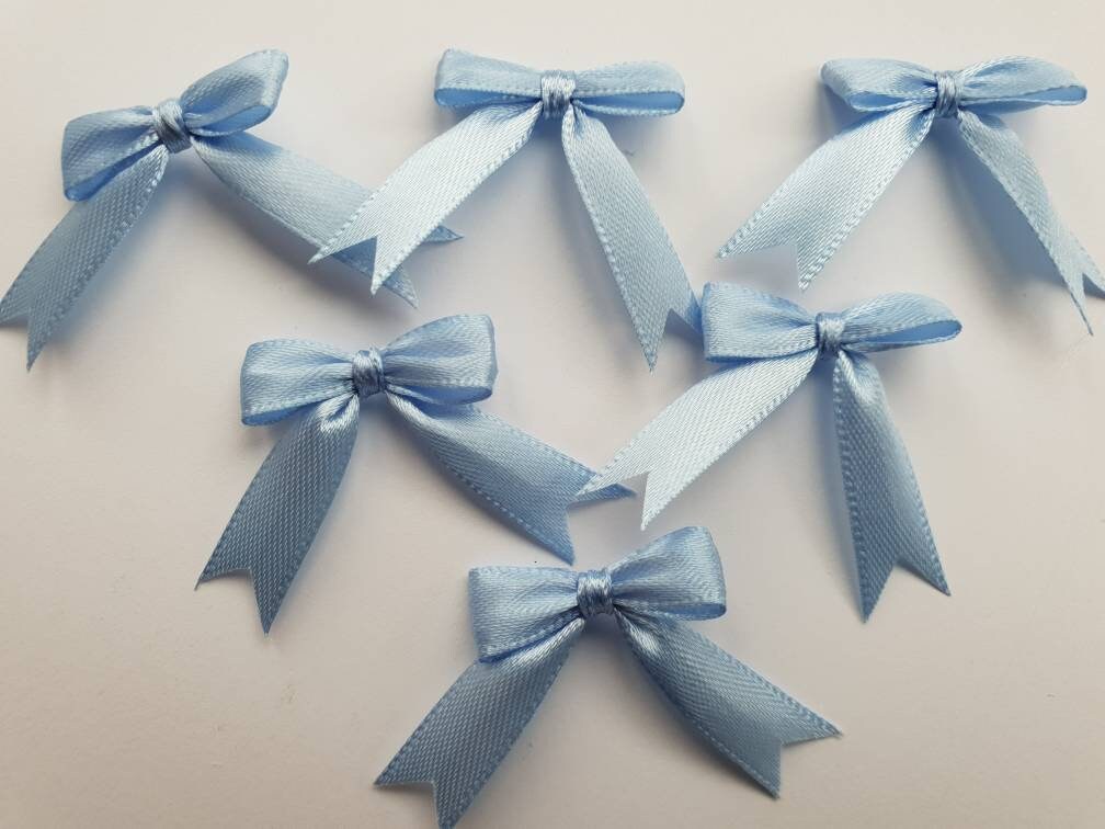 Baby Blue Mini Satin Ribbon Bows Applique Embellishments Wedding ...