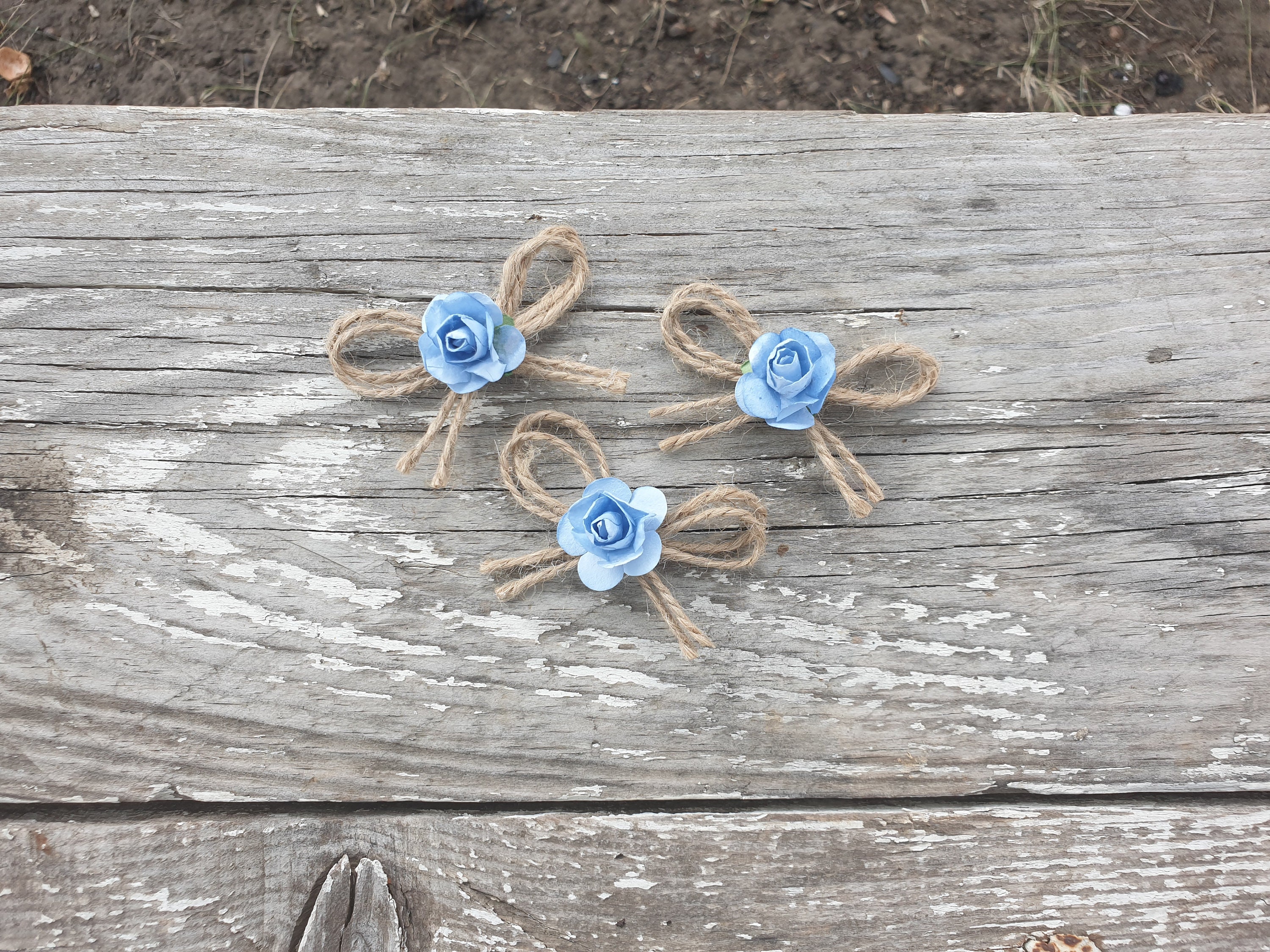 Jute Twine Mini Bows With Paper Flowers Wedding Decoration - Etsy