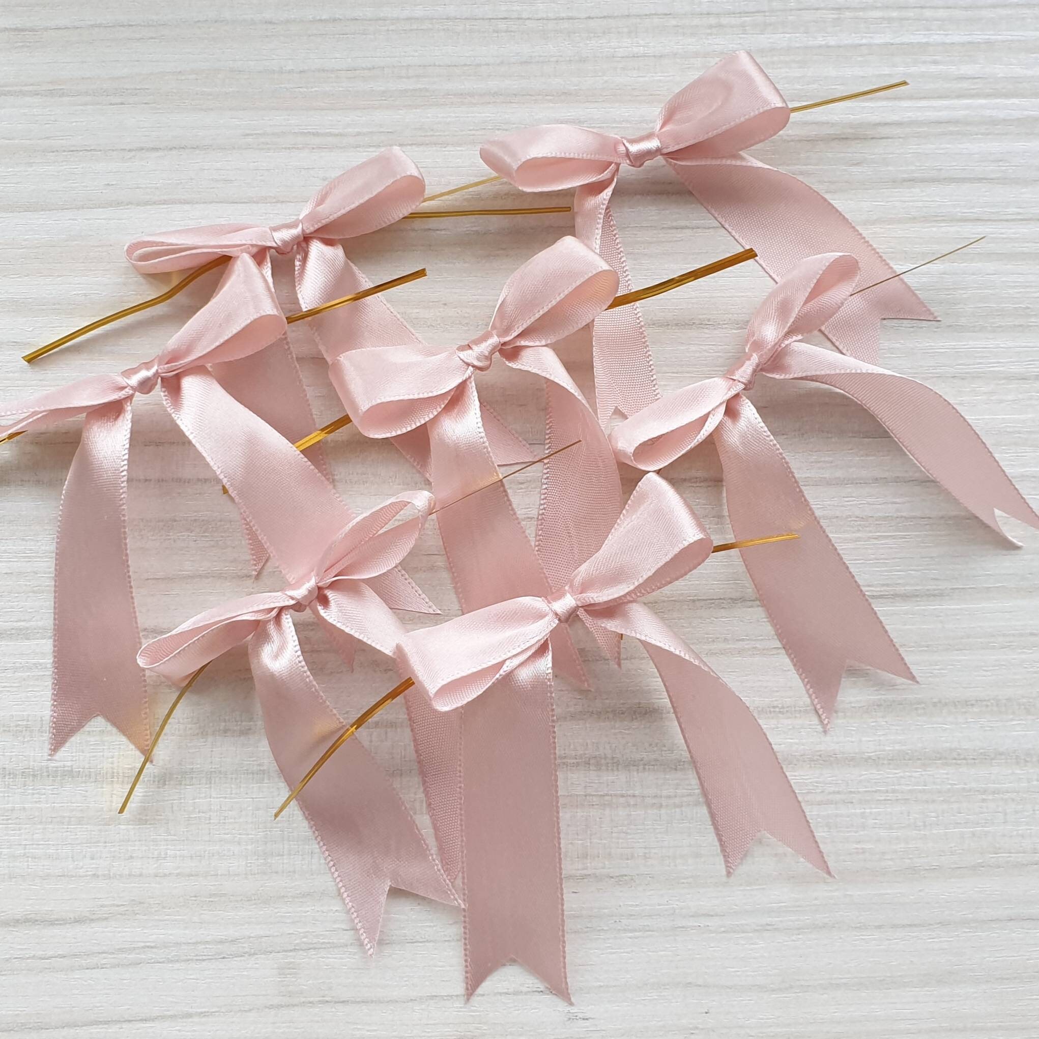 60/70/80/90/100 Blush Pink Satin Bows with Twist Ties Applique | Etsy