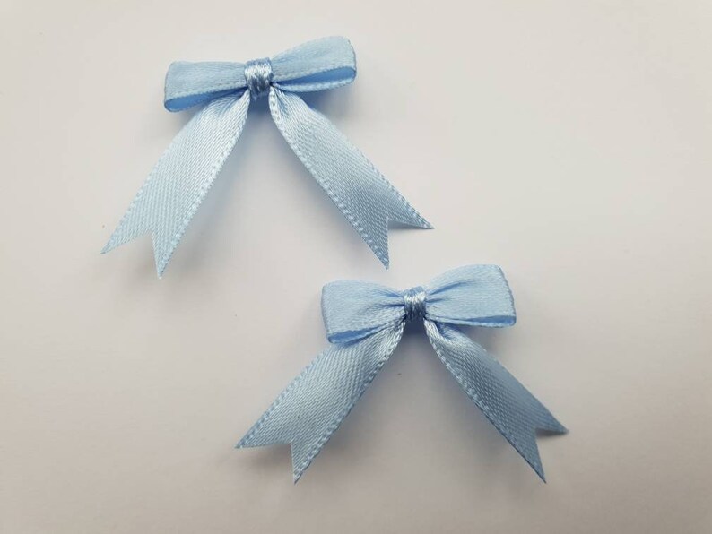 Baby Blue Mini Satin Ribbon Bows Applique Embellishments Wedding ...