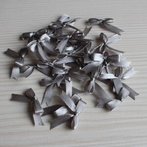 50/100 Grey Mini Satin Ribbon Bows Applique Embellishments Wedding ...
