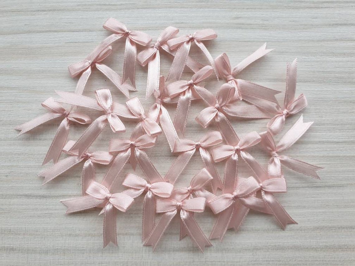 50/100 Blush Pink Mini Satin Ribbon Bows Applique - Etsy