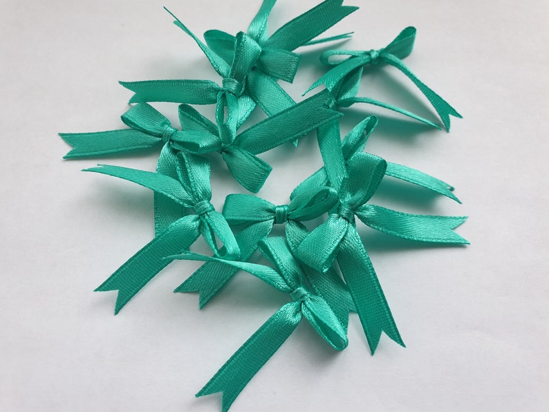 50/100 Teal Mini Satin Ribbon Bows Applique Embellishments - Etsy