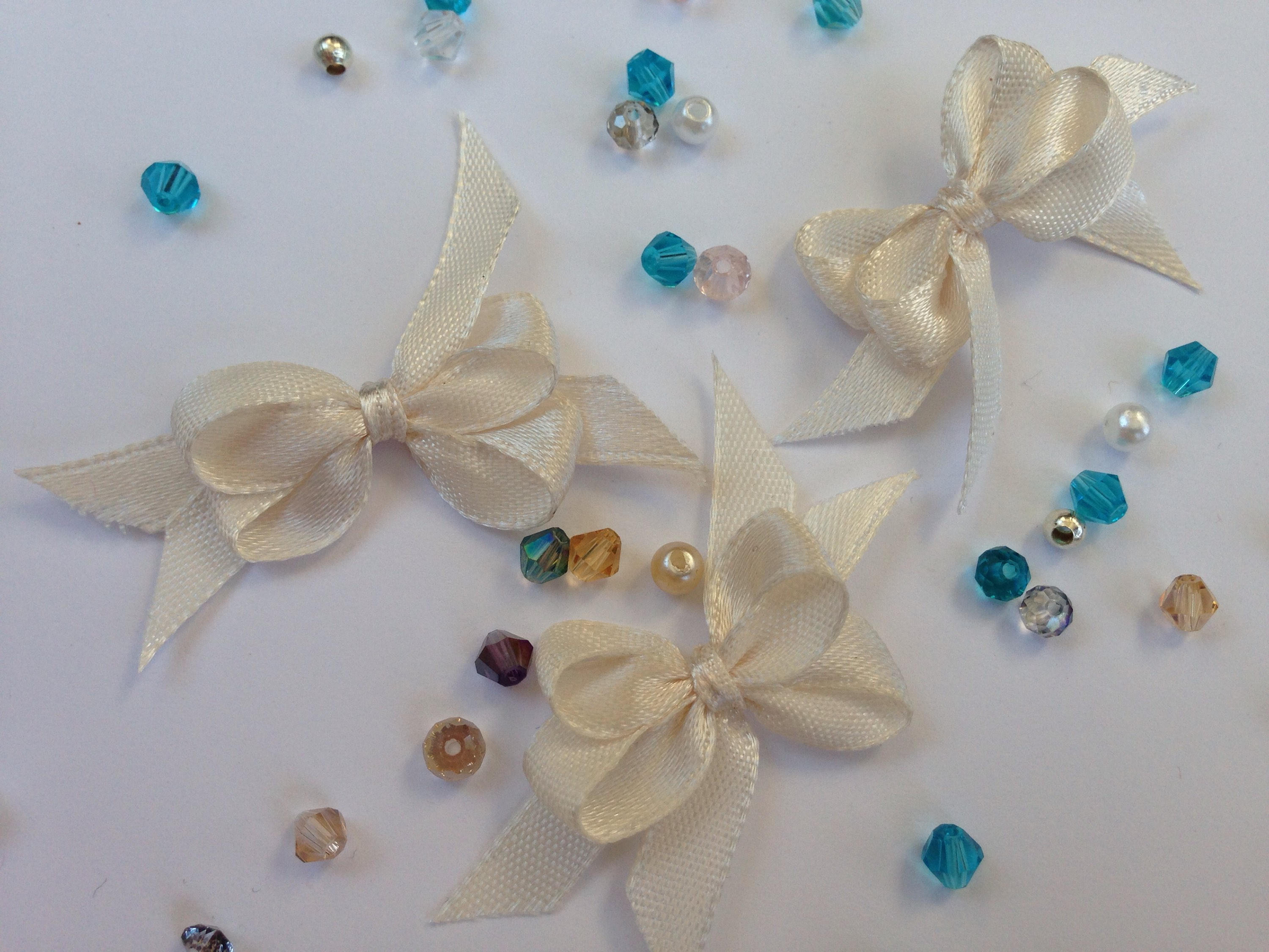50/100 Ivory Mini Satin Ribbon Bows Applique Embellishments - Etsy