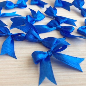 50/100 Royal Blue Mini 9mm Satin Ribbon Bows Applique Embellishments ...