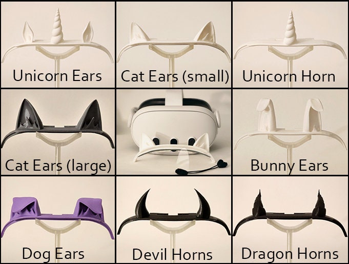 Meta Quest 3 Custom VR Accessories: Cat Ears, Unicorn Horn, Bunny Ears ...