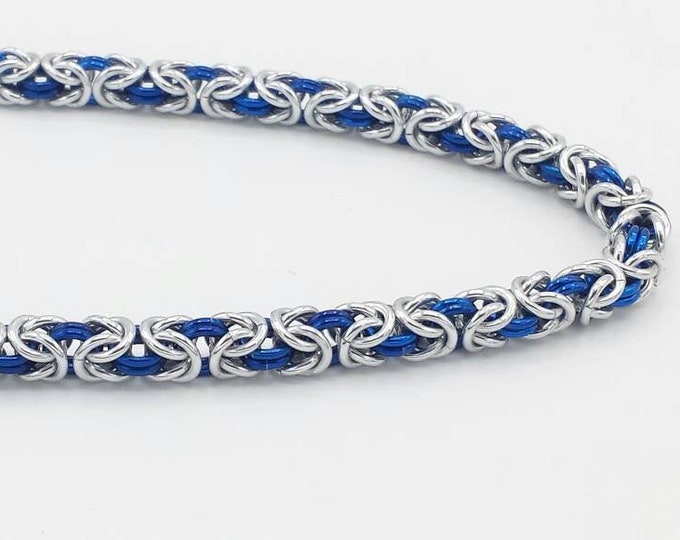 Chainmail Bracelet - Silver and Royal Blue Byzantine Weave - Etsy