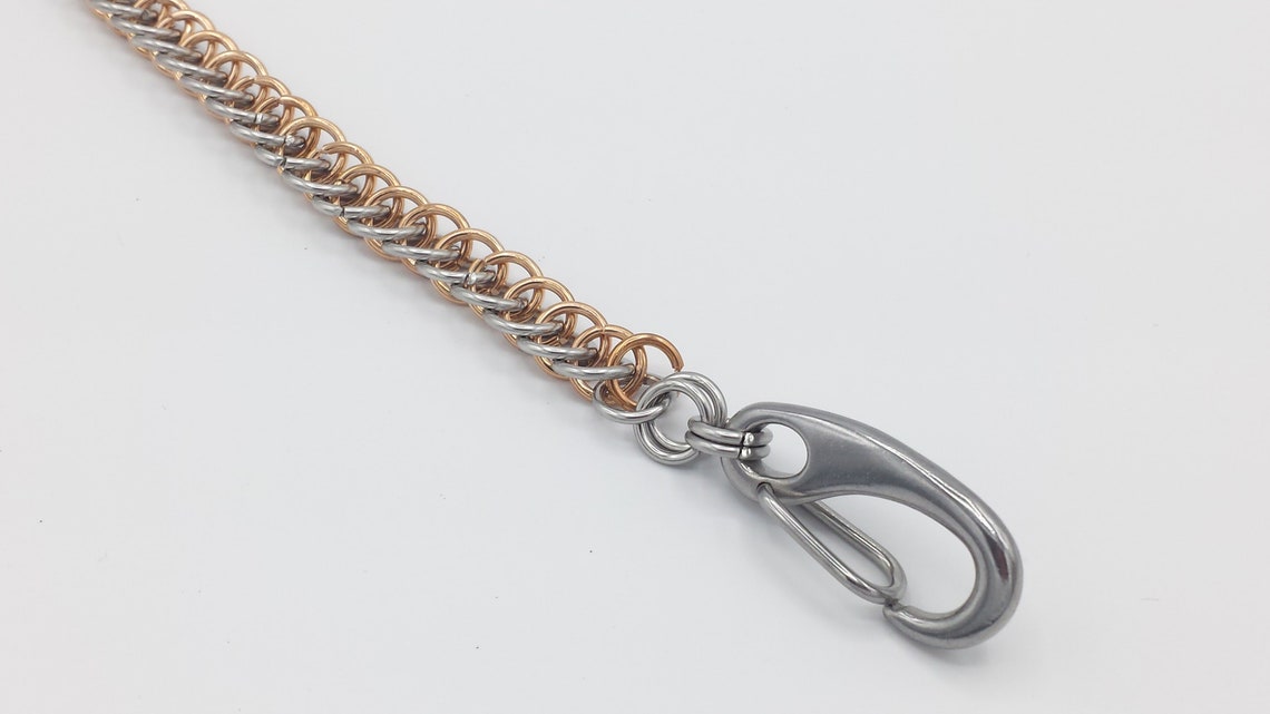 Stainless Steel and Bronze Half Persian Chainmail Wallet Chain - Etsy