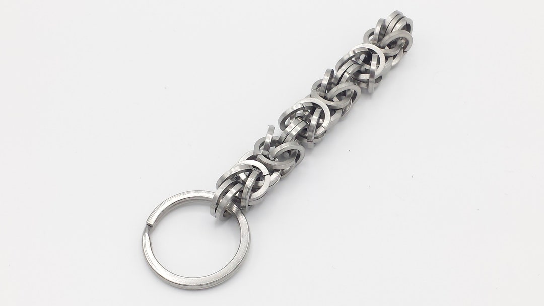 Chainmail Keychain: Stainless Steel Byzantine Weave - Square Rings - Etsy