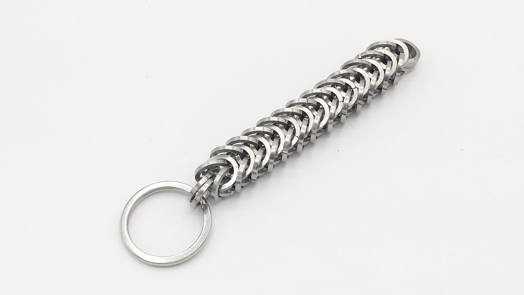 Chainmail Keychain: Stainless Steel Box Weave - Square Rings - Etsy