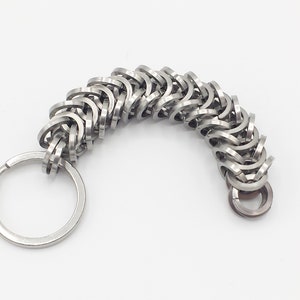 Chainmail Keychain: Stainless Steel Box Weave - Square Rings - Etsy