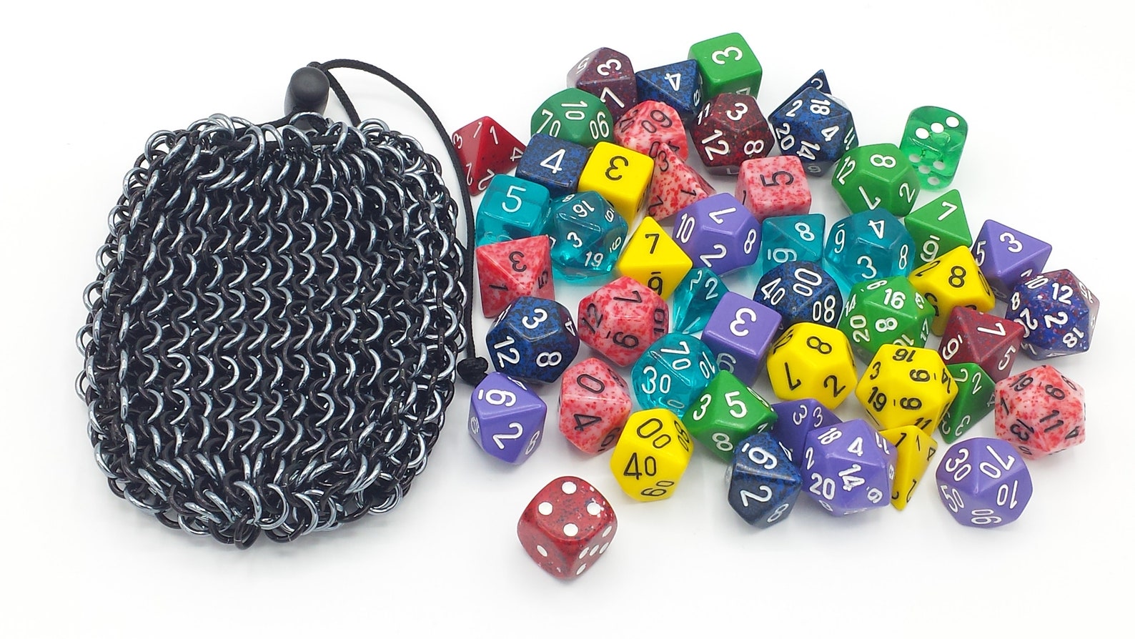 Chainmail Dice Bag Black and Black Ice Large | Etsy