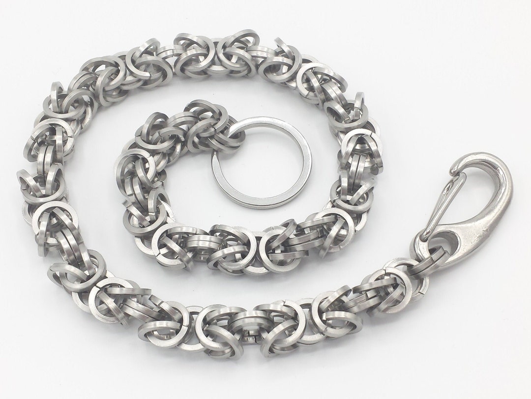 Stainless Steel Byzantine Weave Chainmail Wallet Chain - Square Rings ...