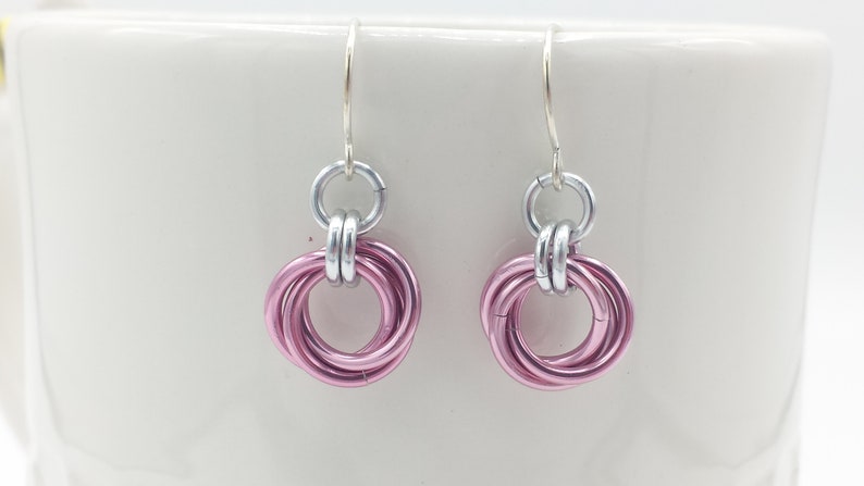 Mobius Chainmail Earrings Pink | Etsy