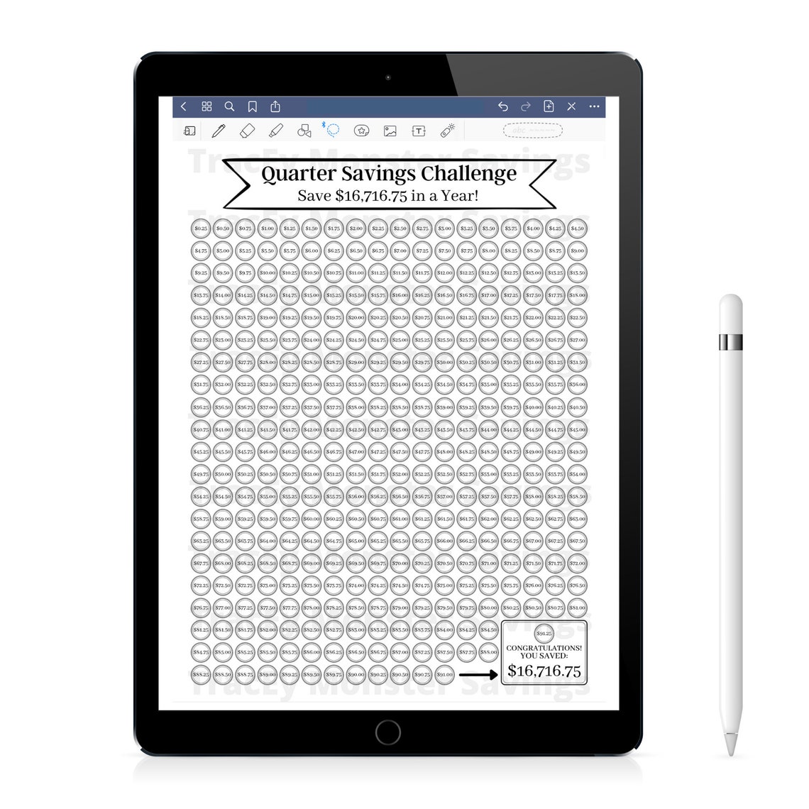 Quarter Savings Challenge | Quarter Challenge | Yearly Savings ...