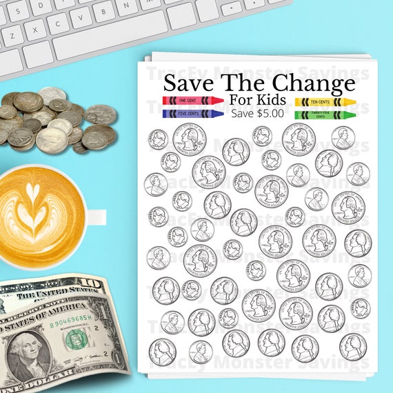 Save the Change for Kids Money Savings Challenge Tracker - Etsy