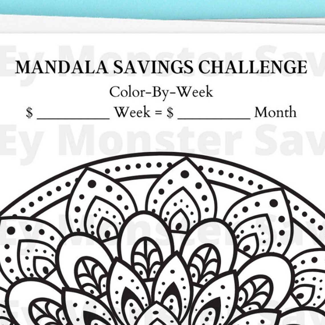 CIRCLE FLOWER Mandala Color by Week Money Savings Challenge - Etsy