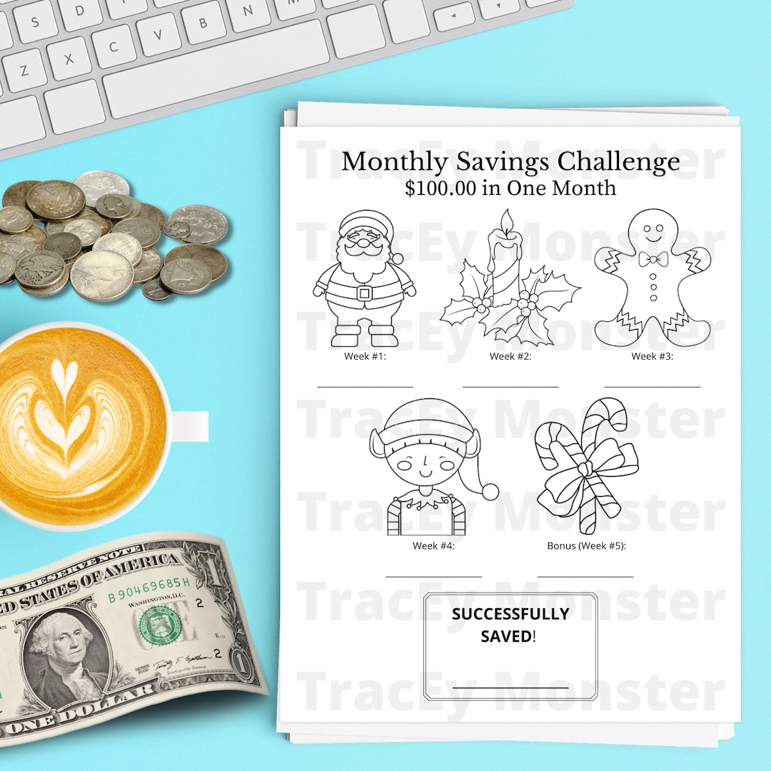 Christmas Themed Money Savings Challenge Tracker | Savings Challenge ...