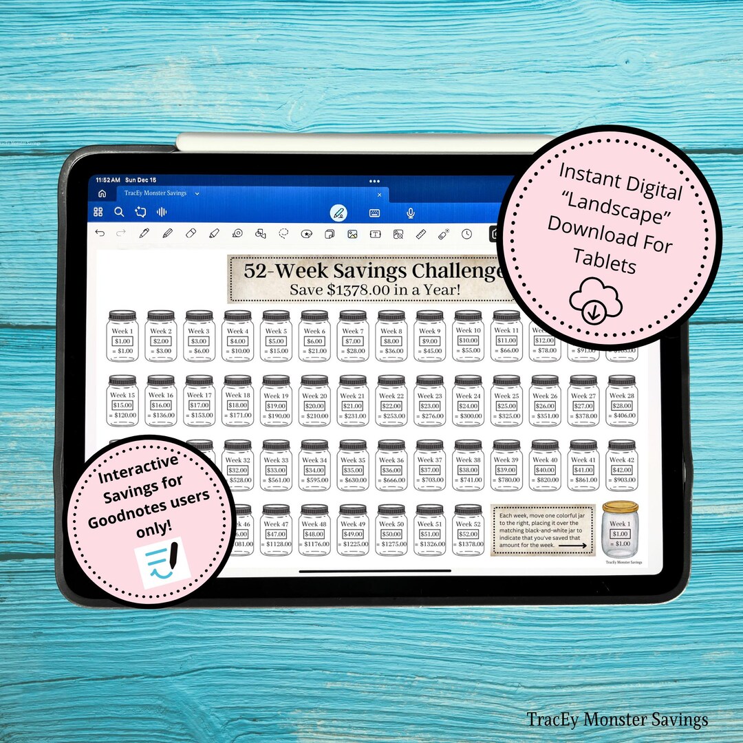 52 Week Savings Challenge for Tablet | Landscape | Interactive ...