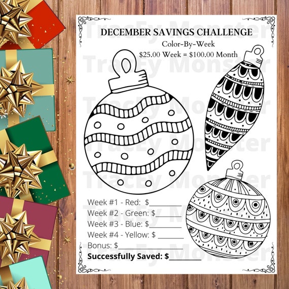 December Color-in Money Savings Challenge December Savings - Etsy