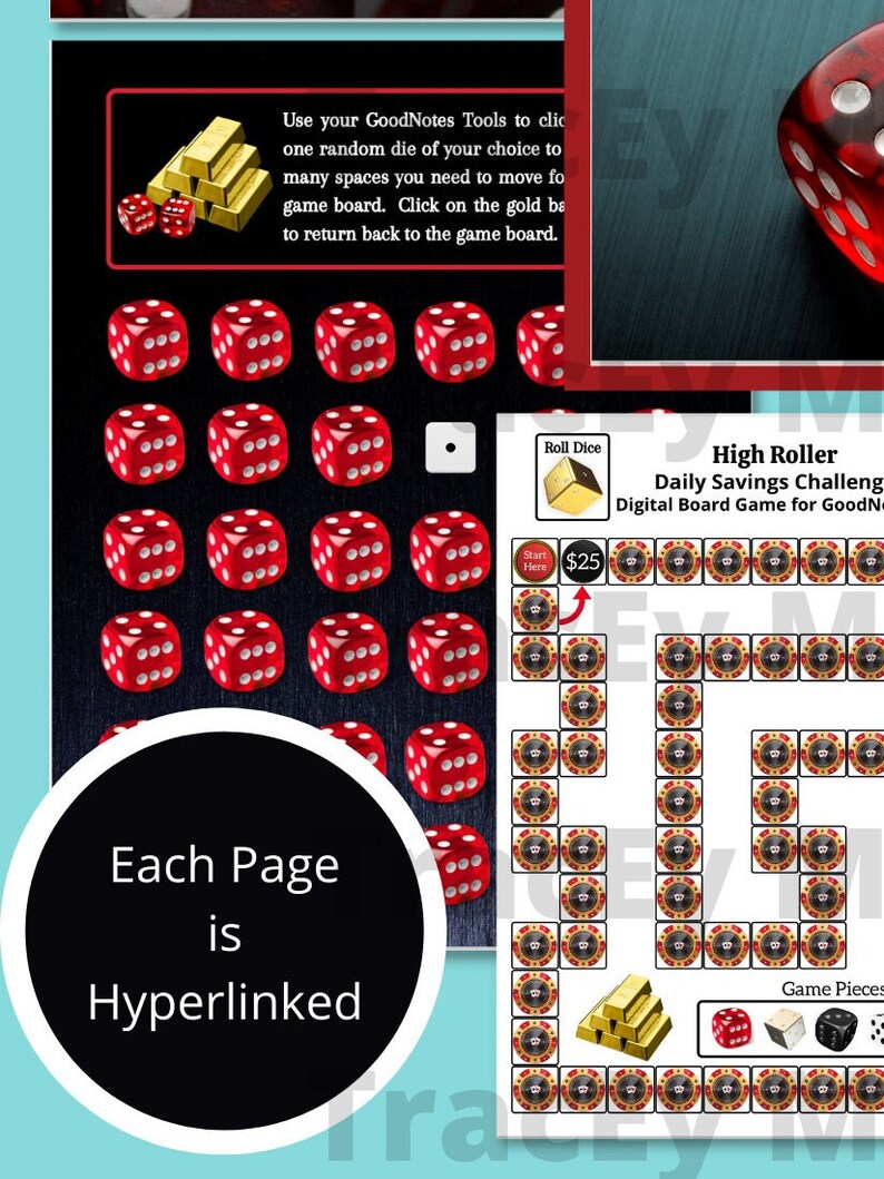 High Roller Daily Savings Challenge Digital Board Game for Goodnotes 5 ...