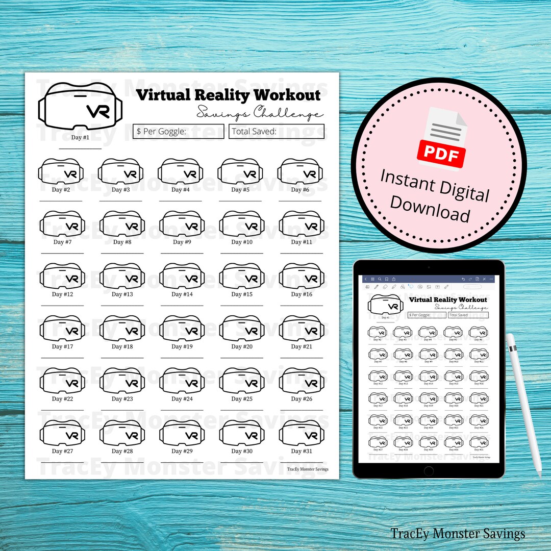 Virtual Reality Workout Savings Challenge | Instant Digital Download ...
