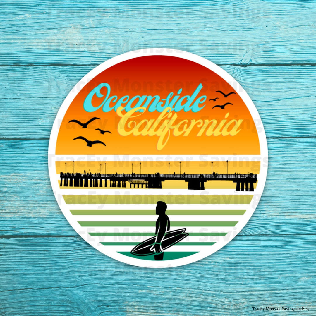 Oceanside California Vinyl Round 3" Sticker | Pacific Ocean | Brand NEW ...
