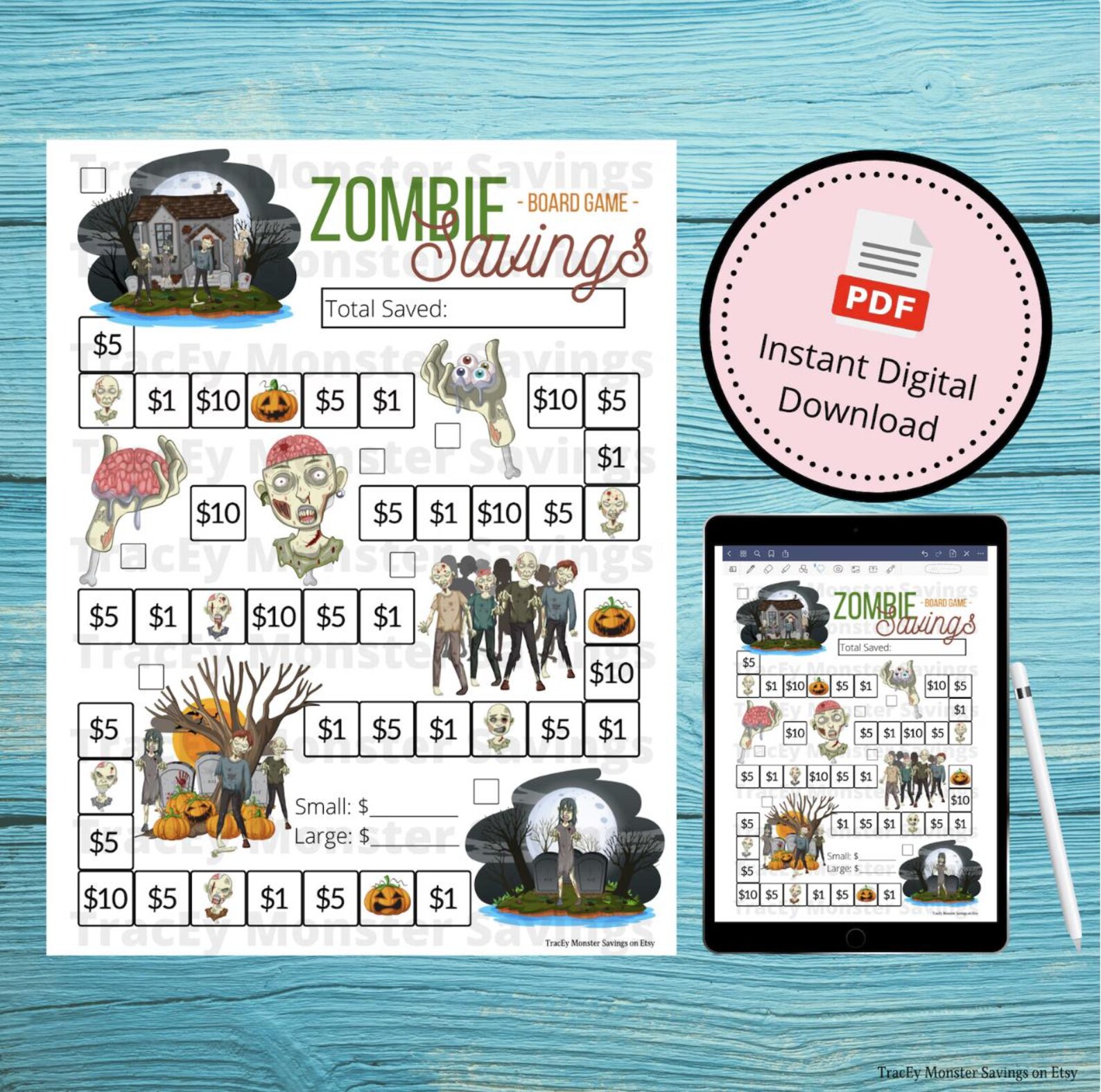 Zombie Savings Challenge Board Game | Scary Halloween | Spooky | Creepy ...