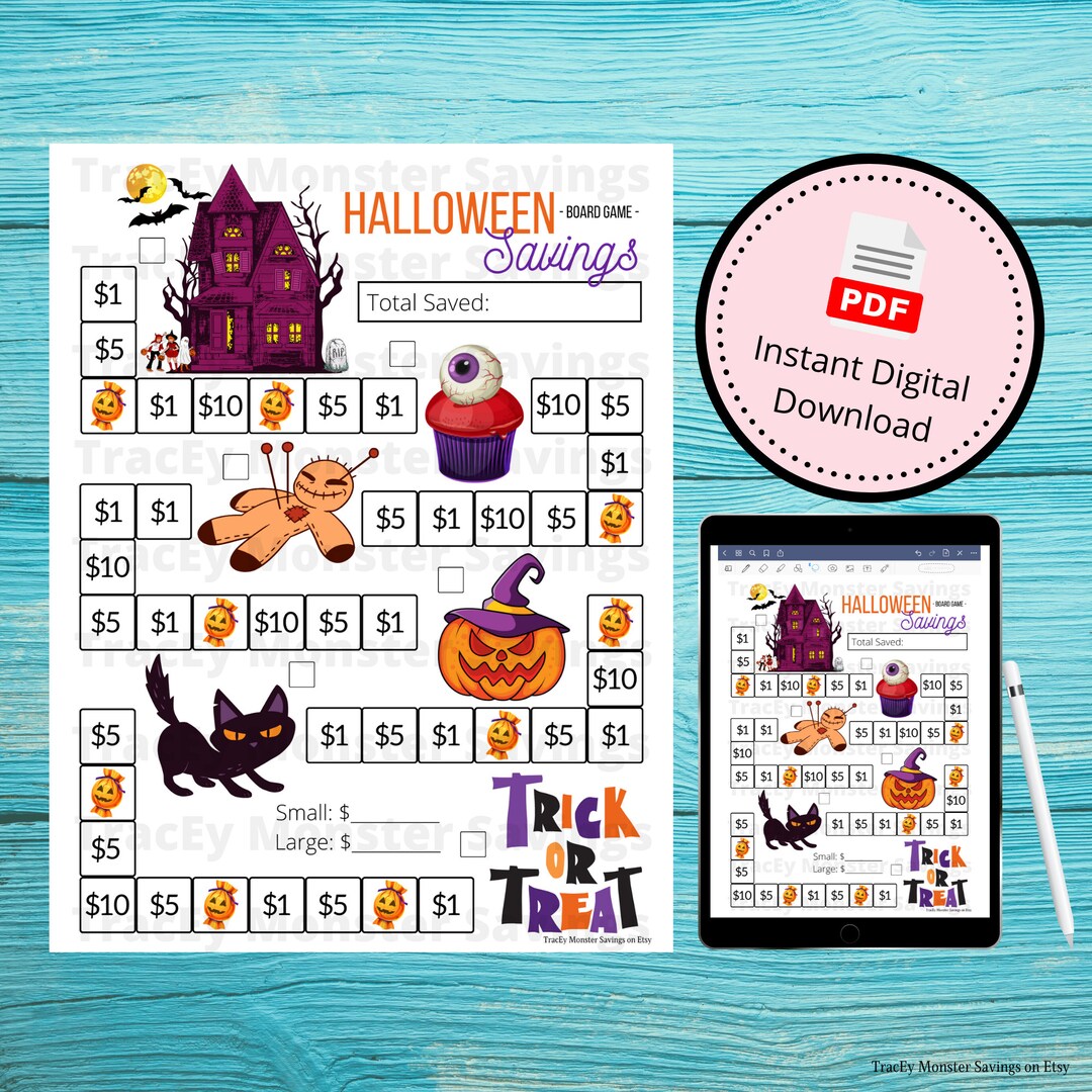 Halloween Savings Challenge Board Game | Scary Spooky Creepy | Instant ...