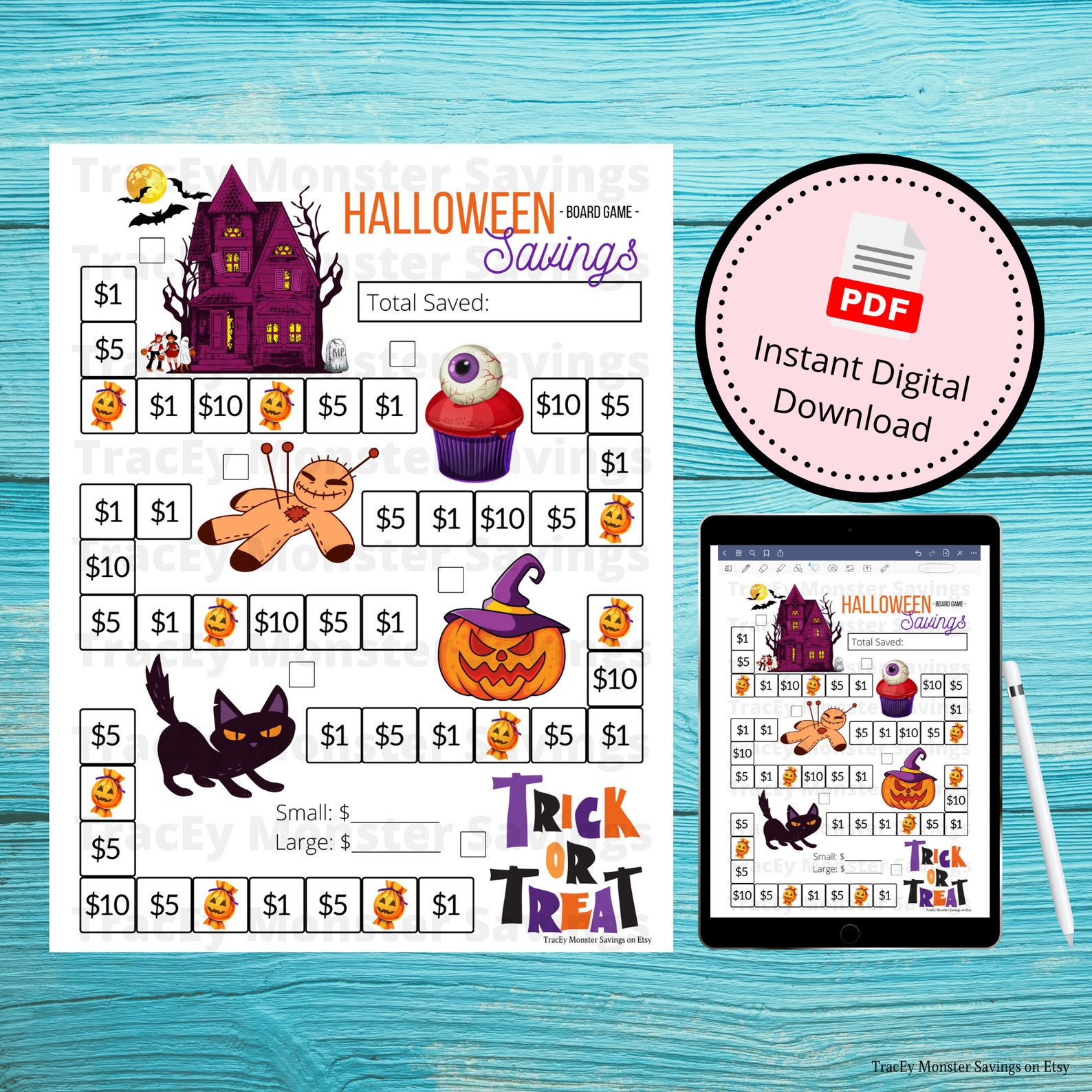 Halloween Savings Challenge Board Game | Scary Spooky Creepy | Instant ...