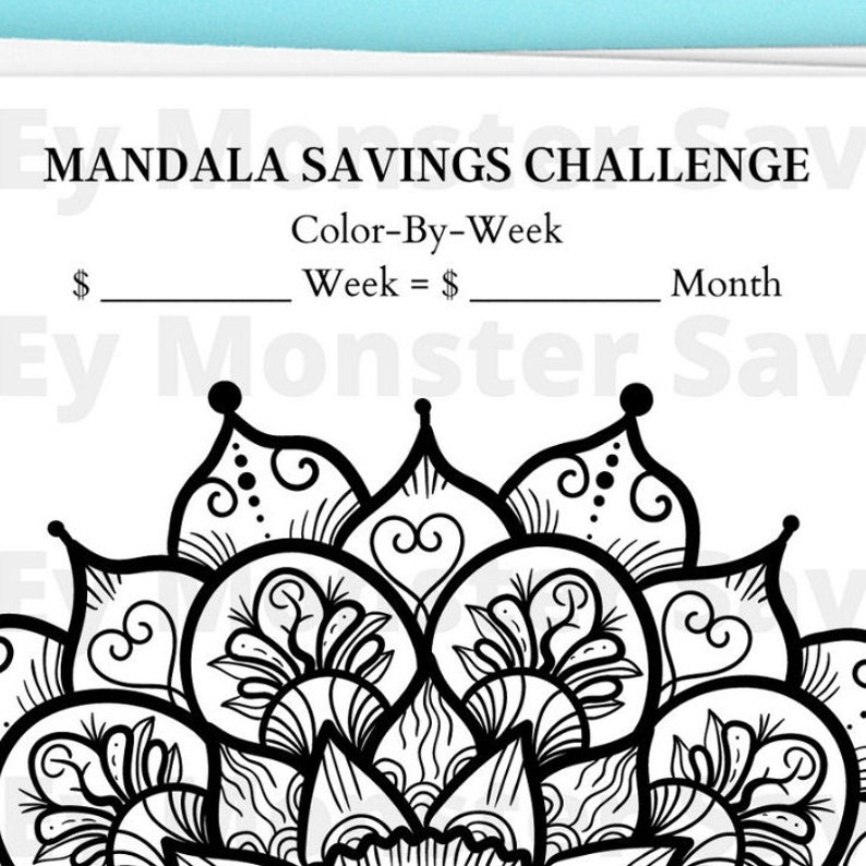 FLOWER #2 Mandala Color by Week Money Savings Challenge Tracker | Money ...