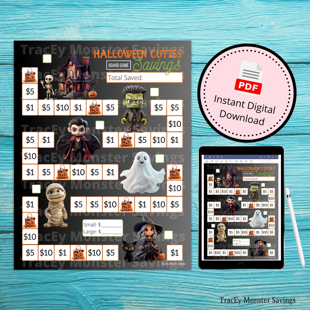 Halloween Cuties Savings Challenge Board Game | Instant Digital ...