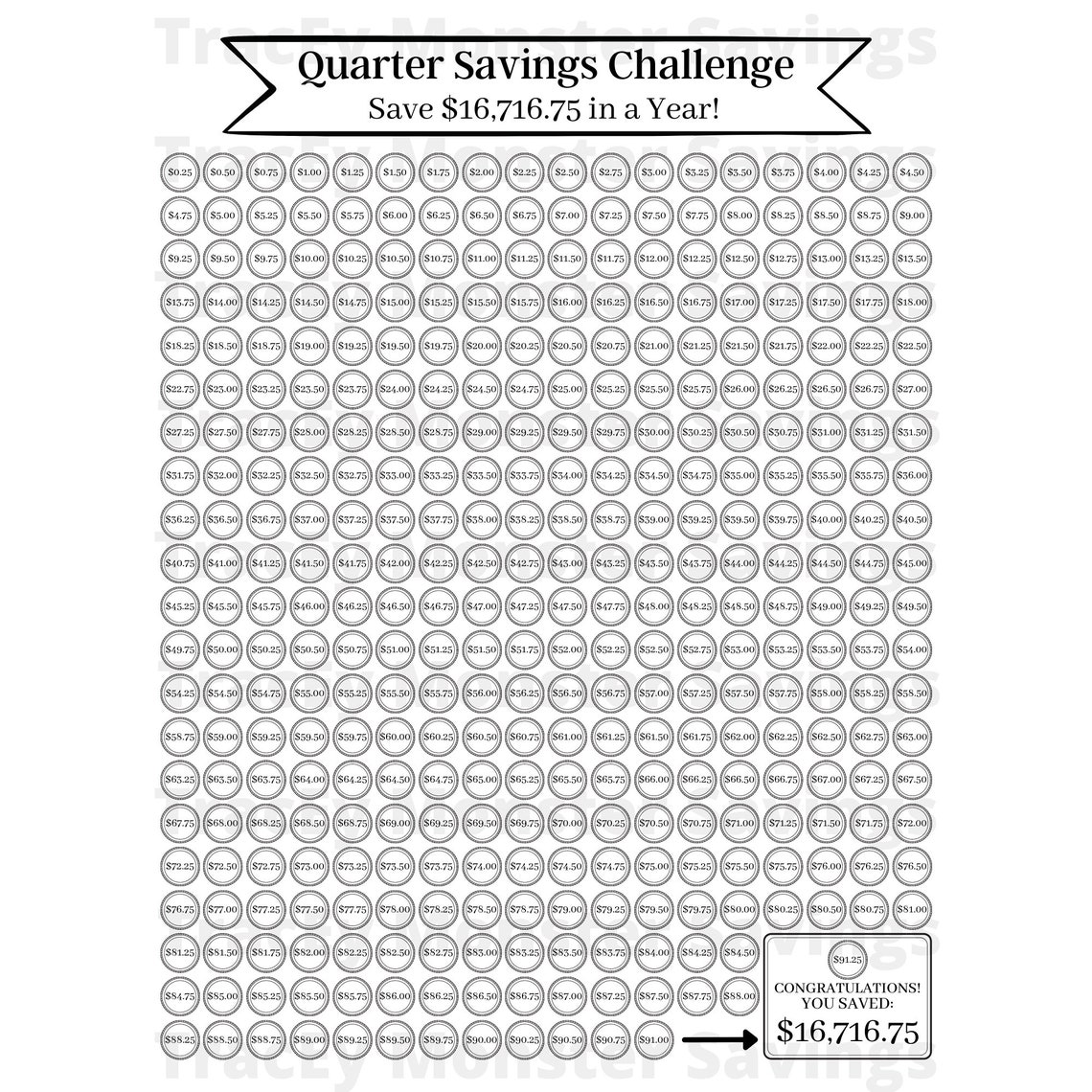 Quarter Savings Challenge | Quarter Challenge | Yearly Savings ...