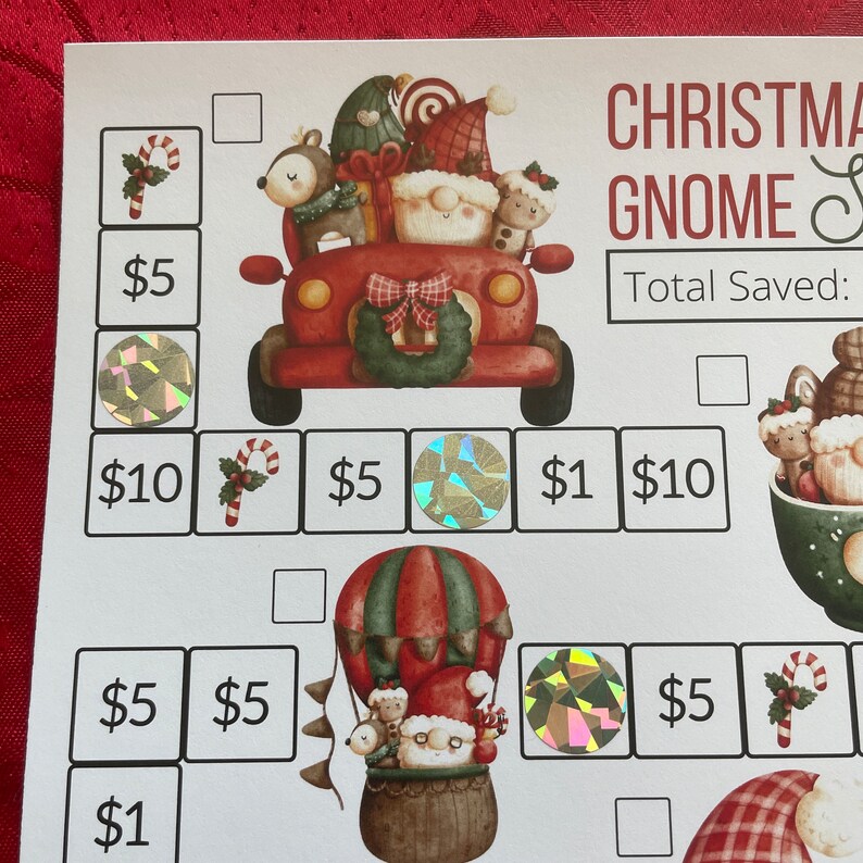 Christmas Gnome Savings Scratch off Board Game Challenge - Etsy