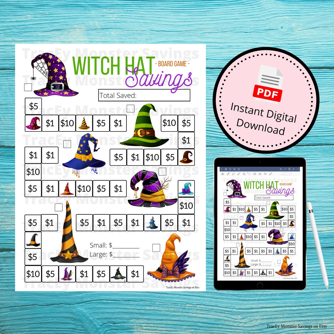 Witch Hat Savings Challenge Board Game | Scary Spooky Creepy Halloween ...