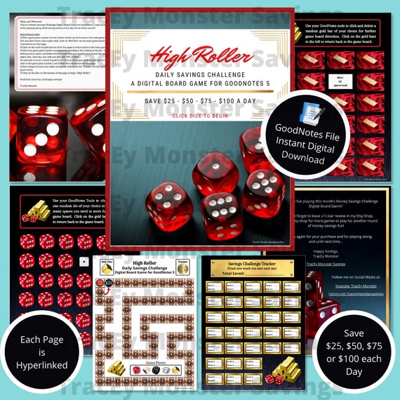 High Roller Daily Savings Challenge Digital Board Game for | Etsy